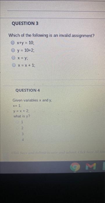 Solved Which of the following is an invalid assignment? | Chegg.com