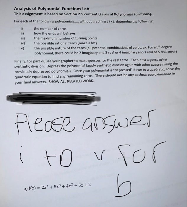 Solved Analysis of Polynomial Functions Lab This assignment | Chegg.com