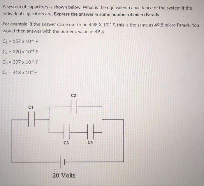 Solved A system of capacitors is shown below. What is the | Chegg.com