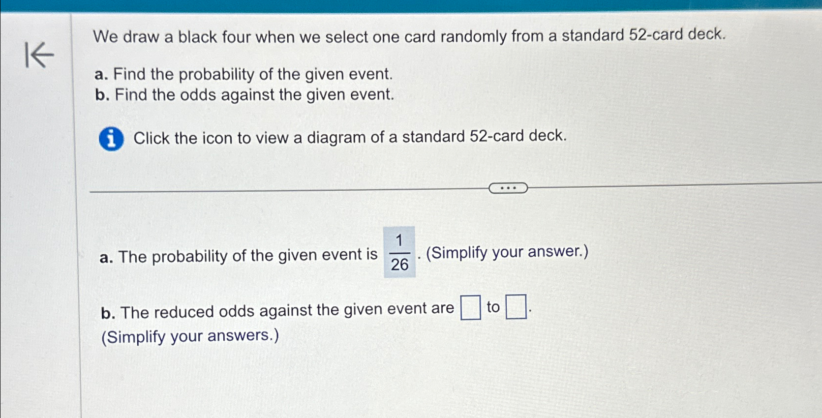Solved We draw a black four when we select one card randomly | Chegg.com