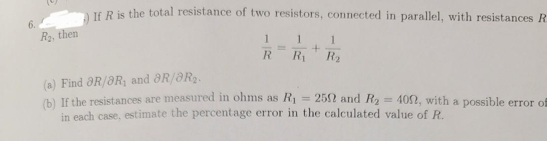 3) If R is the total resistance of two resistors, | Chegg.com
