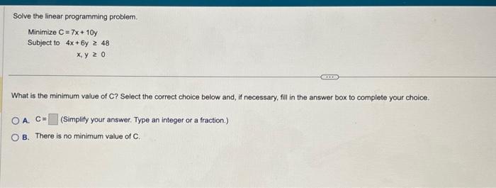 Solve the linear programming problem. Minimize | Chegg.com