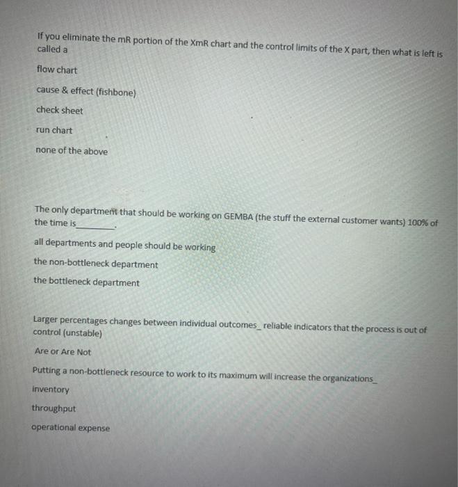 Solved If you eliminate the mR portion of the XmR chart and | Chegg.com