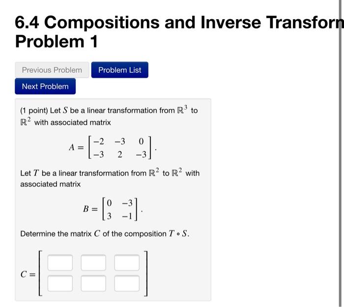 Solved 6.4 Compositions and Inverse Transform Problem 1 | Chegg.com