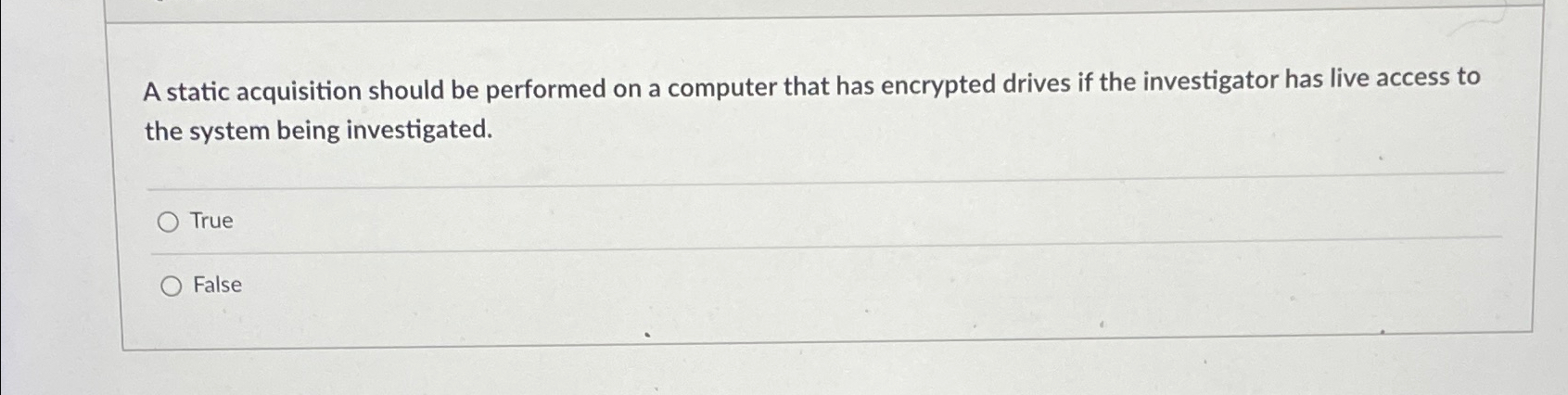 Solved A static acquisition should be performed on a | Chegg.com