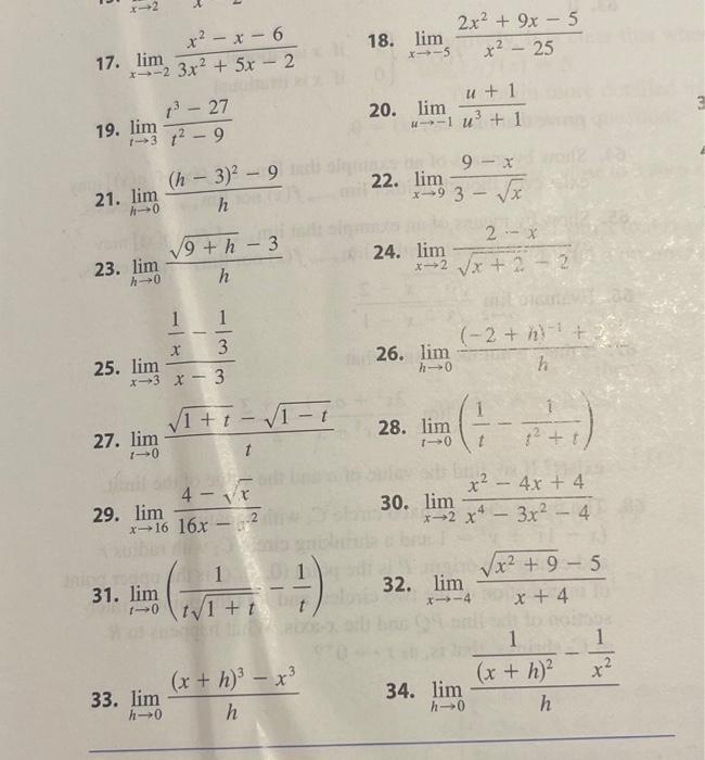 Solved x² - x - 6 17. lim 1-2-2 3x2 + 5x - 2 2x2 + 9x - 5 | Chegg.com