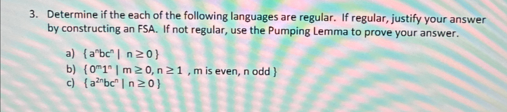 Solved Determine if the each of the following languages are | Chegg.com