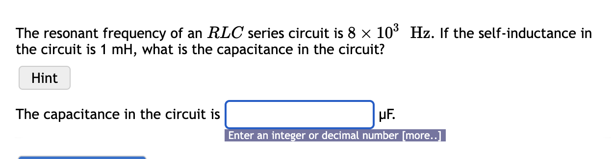 Solved The resonant frequency of an RLC ﻿series circuit is | Chegg.com