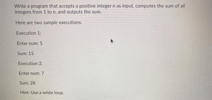 Solved Write a program that accepts a positive integer n as | Chegg.com