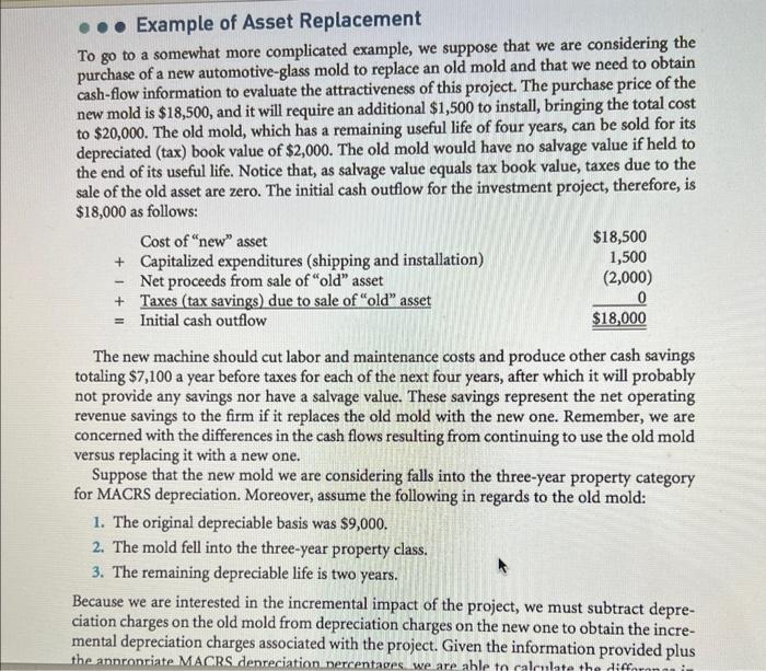 Solved Example of Asset Replacement To go to a somewhat more | Chegg.com