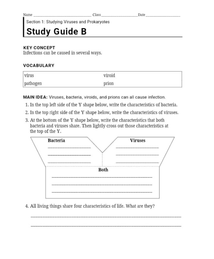 Solved Date Name Class Section 1: Studying Viruses and | Chegg.com