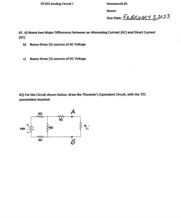 Solved \#1. A) Name two Major Differences between an | Chegg.com