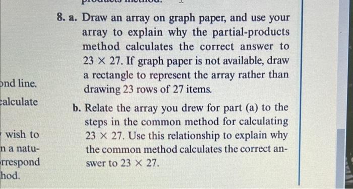 Solved 8. a. Draw an array on graph paper, and use your | Chegg.com