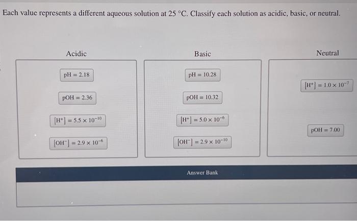 Solved Each value represents a different aqueous solution at | Chegg.com
