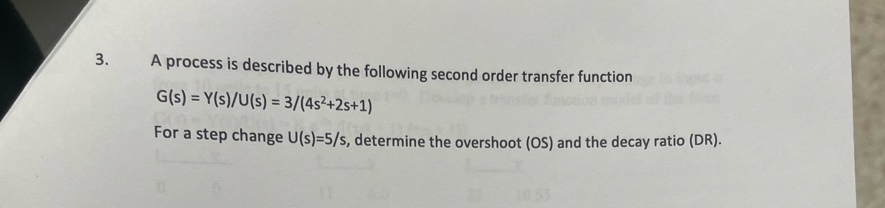 Solved A process is described by the following second order | Chegg.com