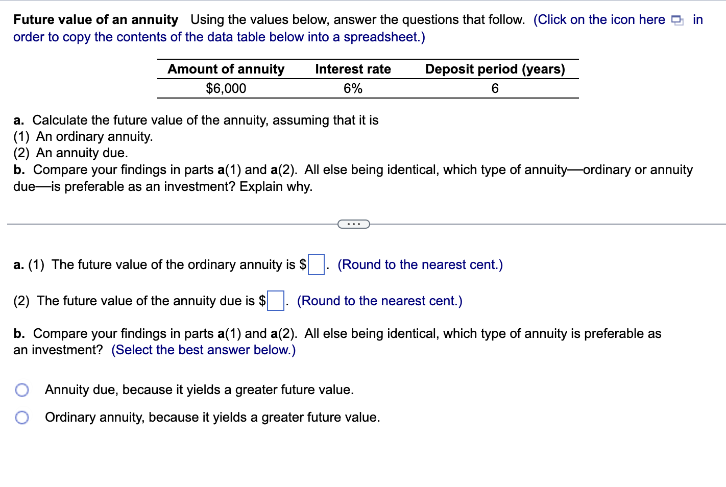 Solved Future value of an annuity Using the values below, | Chegg.com