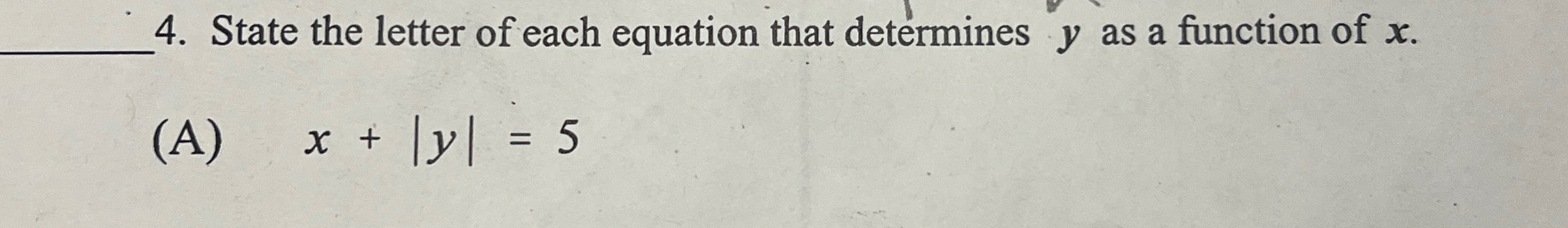 Solved State the letter of each equation that determines y | Chegg.com