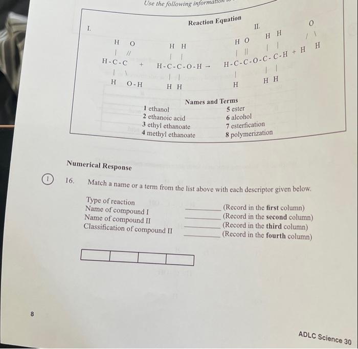 Solved 1 Match Each Name With The Chemical Structure Given