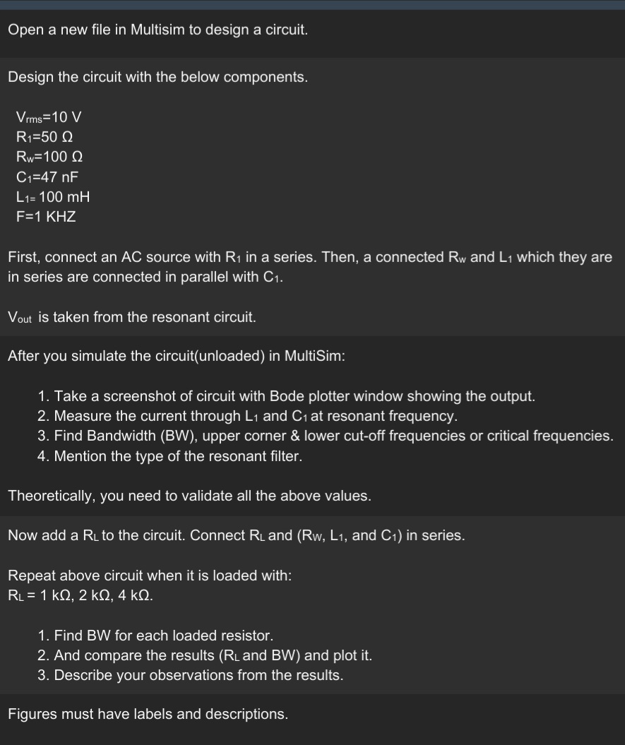 Solved Open a new file in Multisim to design a | Chegg.com