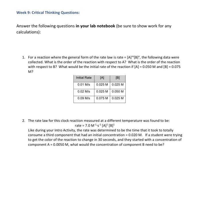 Solved Week 9: Critical Thinking Questions: Answer the | Chegg.com