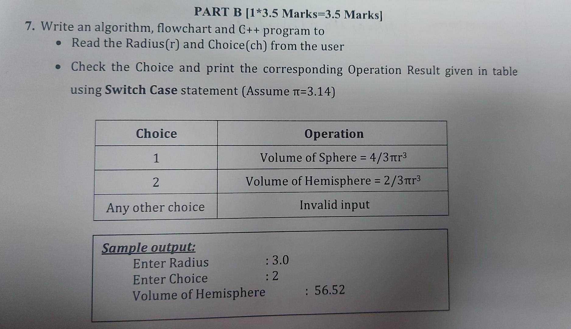 Solved PART B [1*3.5 Marks=3.5 Marks] 7. Write an algorithm, | Chegg.com