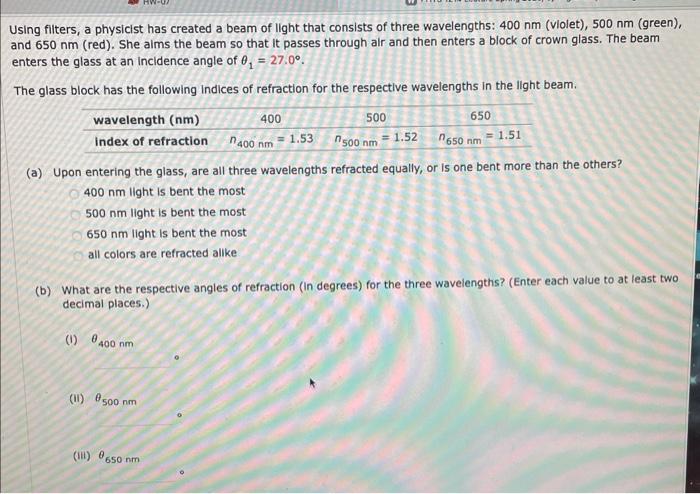 Solved Using filters, a physicist has created a beam of | Chegg.com