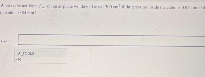 Solved What is the net force Fnet on an airplane window of | Chegg.com