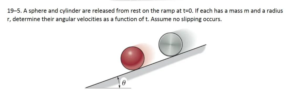 Solved 19-5. A sphere and cylinder are released from rest on | Chegg.com