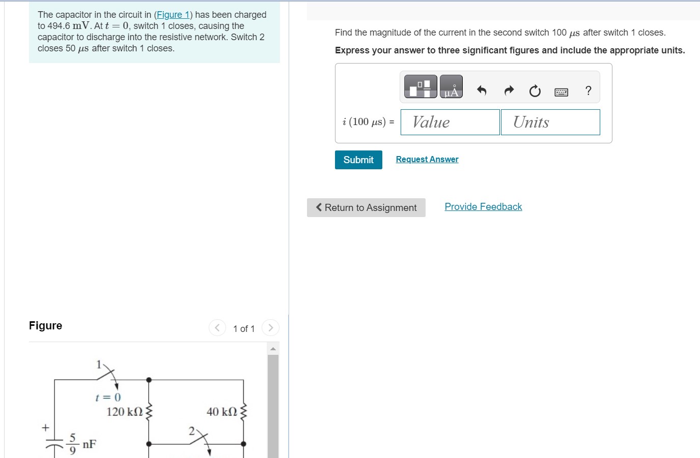 Solved Figure1 ﻿of 1The capacitor in the circuit in (Figure | Chegg.com