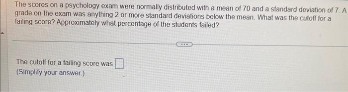 Solved The scores on a psychology exam were normally | Chegg.com