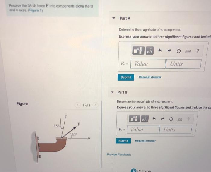 Solved Resolve the 33-lb force F into components along the | Chegg.com