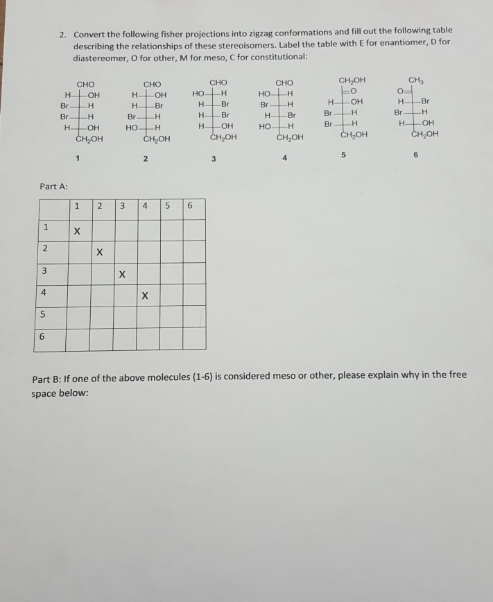 Solved 2. Convert the following fisher projections into | Chegg.com