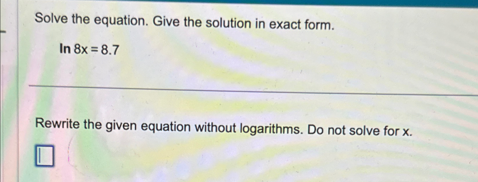 Solved Solve the equation. Give the solution in exact form. | Chegg.com