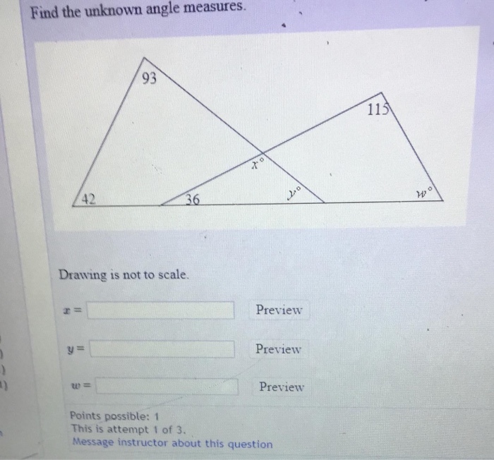Solved Find the unknown angle measures. Drawing is not to | Chegg.com