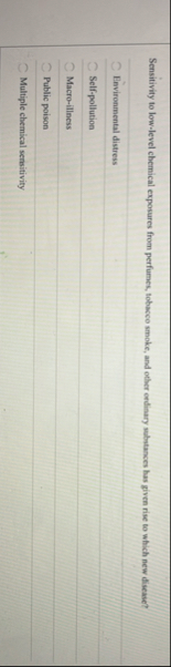 Solved Sensitivity to low-level chemical exposures from | Chegg.com