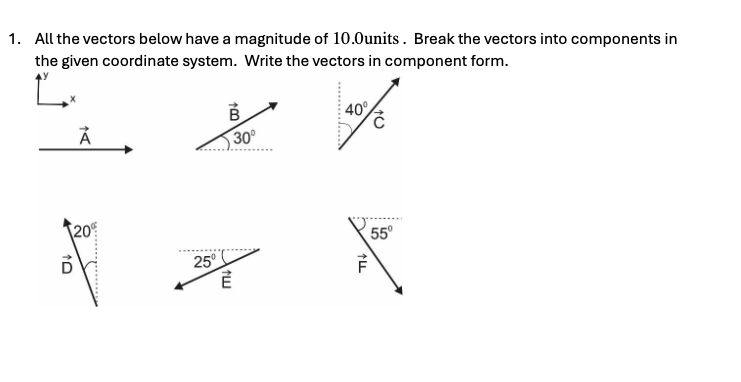 Solved All the vectors below have a magnitude of 10.0 ﻿units | Chegg.com