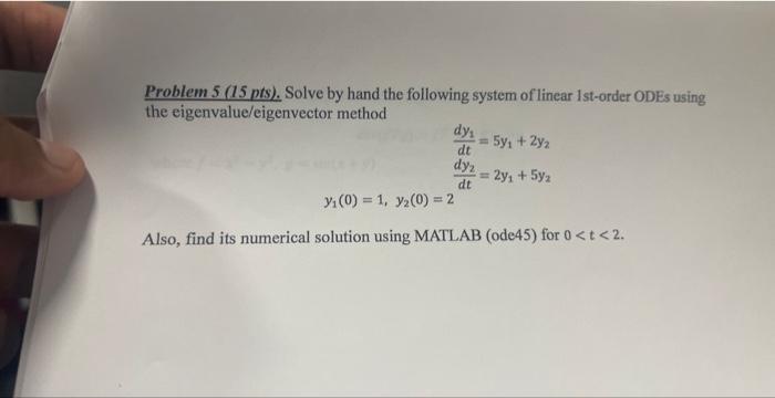Solved Problem 5 ( 15pts). Solve by hand the following | Chegg.com
