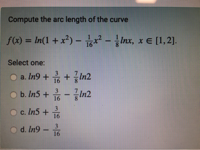 Solved Compute the arc length of the curve f(x) = ln(1 + x2) | Chegg.com