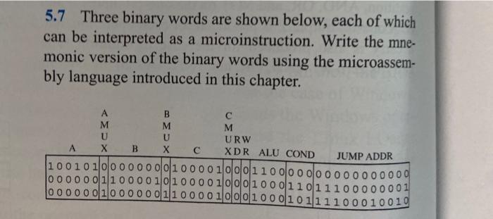 Solved 5.7 Three binary words are shown below, each of which | Chegg.com
