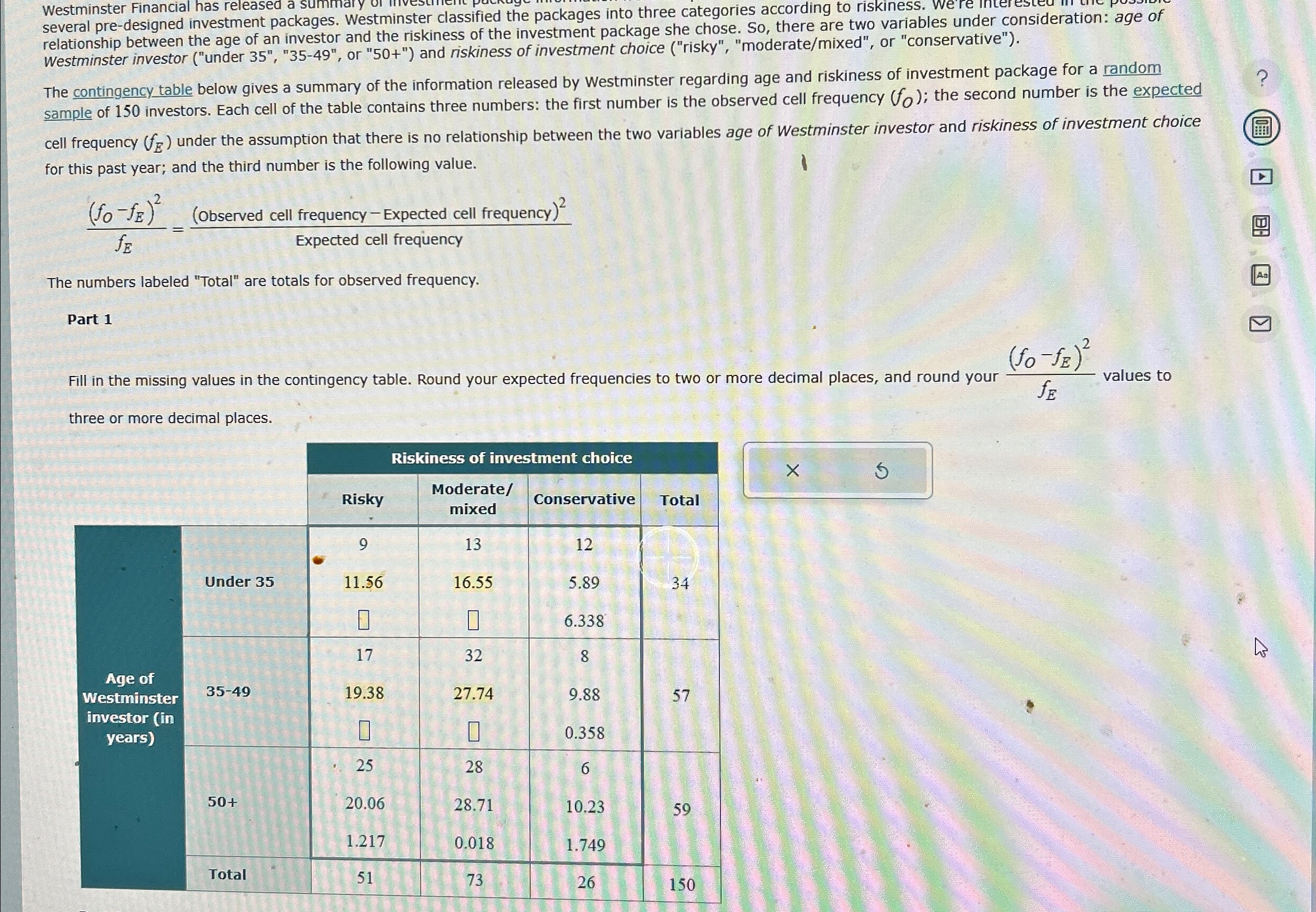 Westminster Financial has released a summary o | Chegg.com