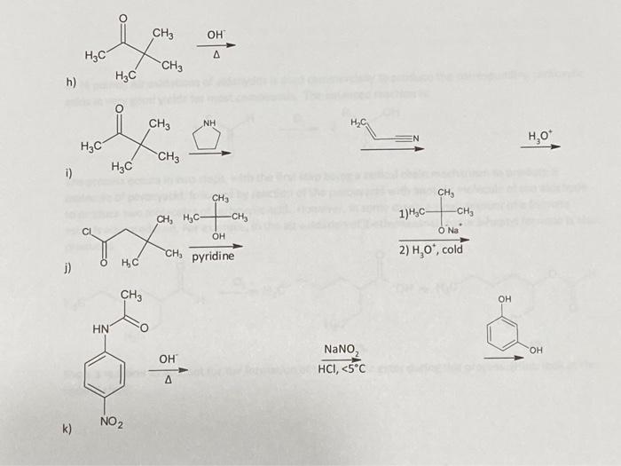 Solved h) Δ OH− i) j) k) HCl,