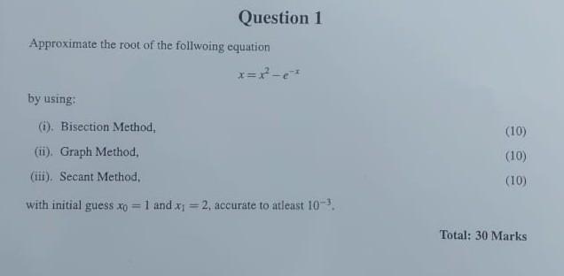 Solved Approximate the root of the follwoing equation | Chegg.com