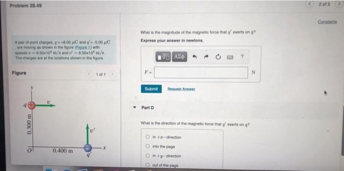 Solved A pair of point charges. q +8.00 μC and q'= -5.00 μC | Chegg.com