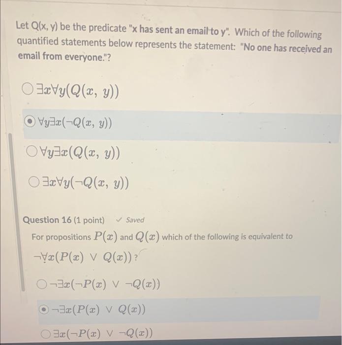 Solved Let Q(x, y) be the predicate "x has sent an email to | Chegg.com