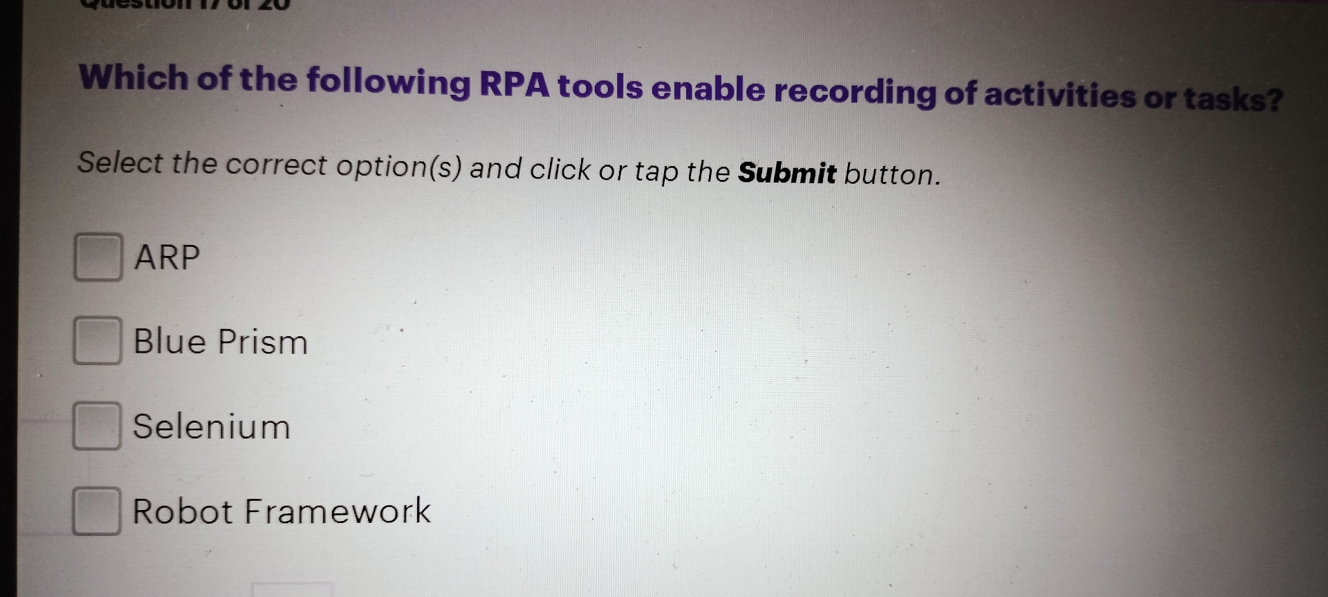 Solved Which of the following RPA tools enable recording of | Chegg.com