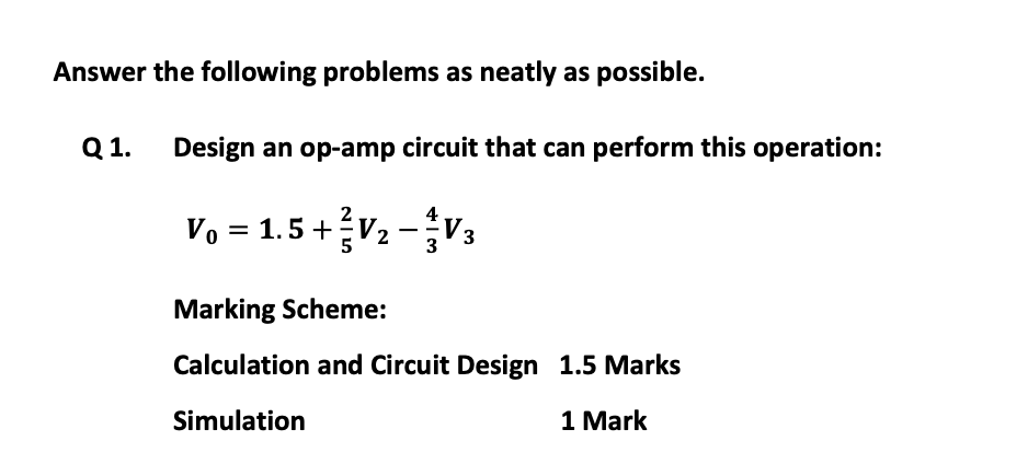 Solved Answer the following problems as neatly as possible.Q | Chegg.com