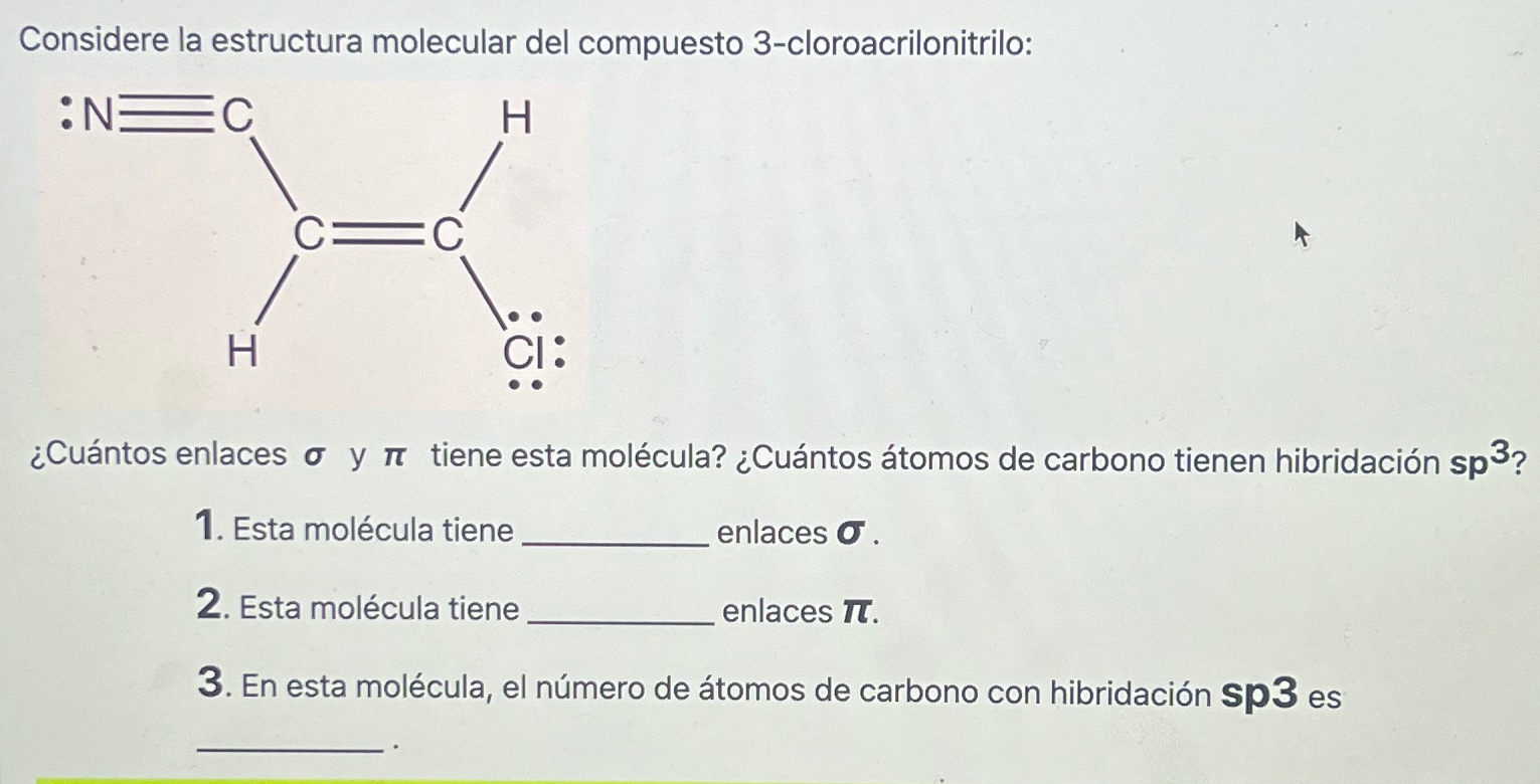 Solved Considere la estructura molecular del compuesto | Chegg.com