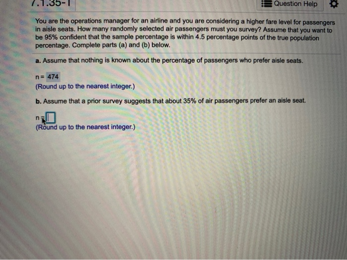 Solved 7.1.35-1 Question Help You are the operations manager | Chegg.com