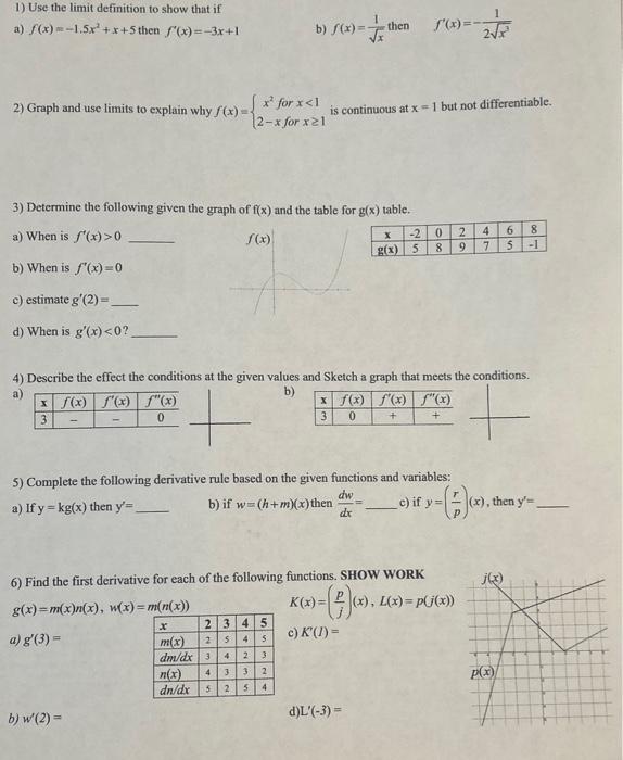 Solved 1) Use the limit definition to show that if a) | Chegg.com