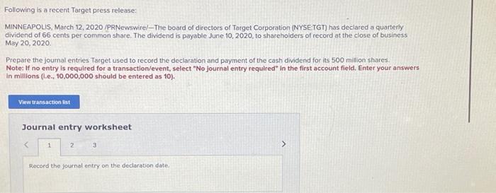 Solved Following is a recent Target press release: | Chegg.com